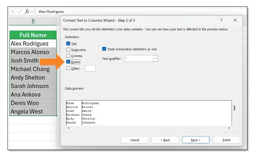 How to Separate Names in Excel into Different Columns (3 Best Methods)
